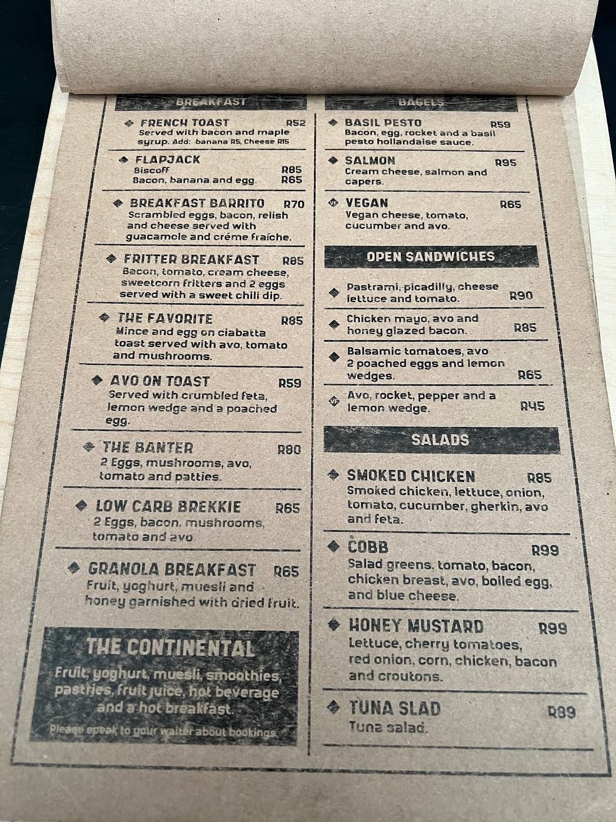 Menu at The Coffee Theatre restaurant, Kingsburgh, Seadoone Mall