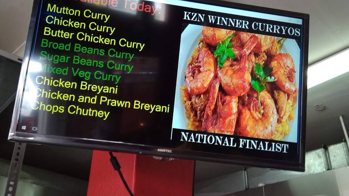 Menu at The Curry O's restaurant, Pinetown