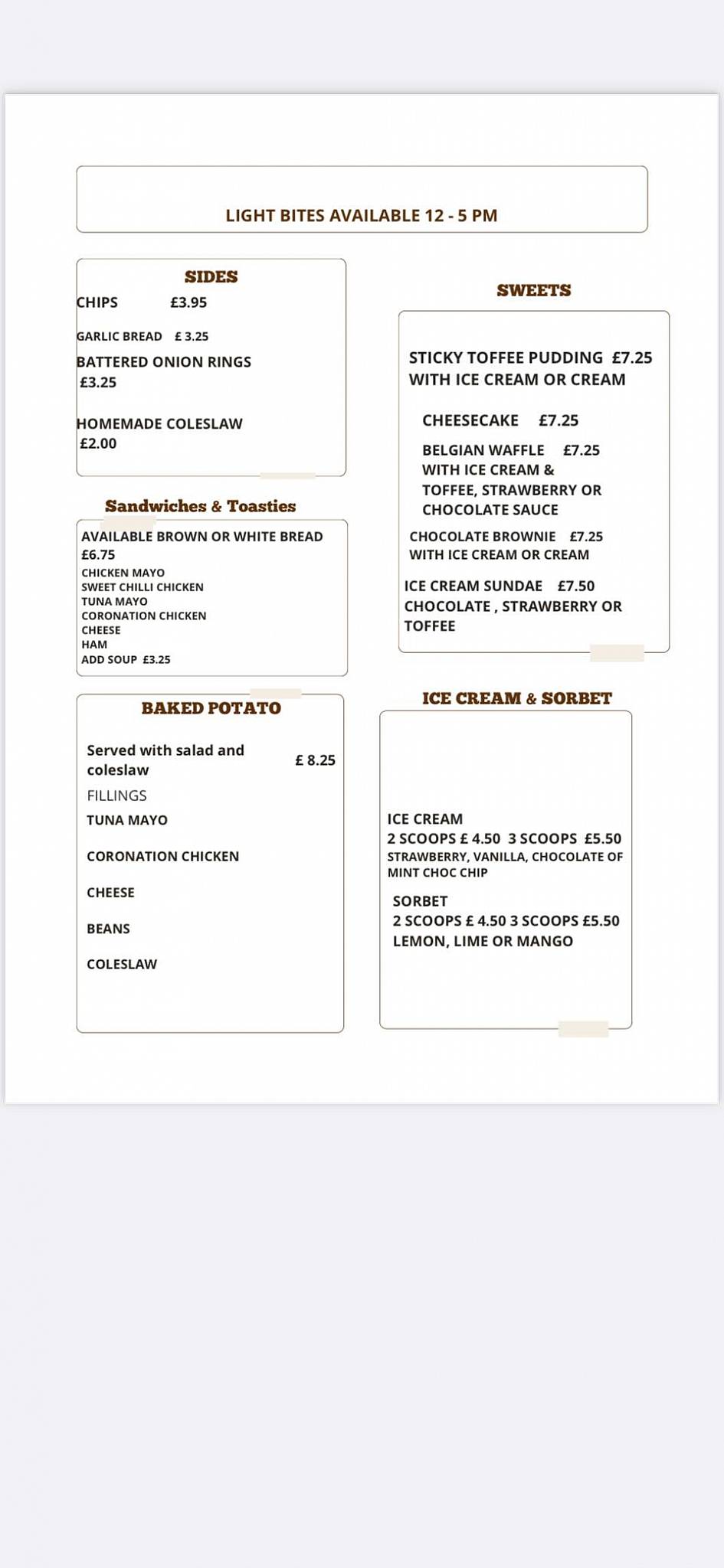 Menu at The Eagle Dornoch pub & bar, Dornoch