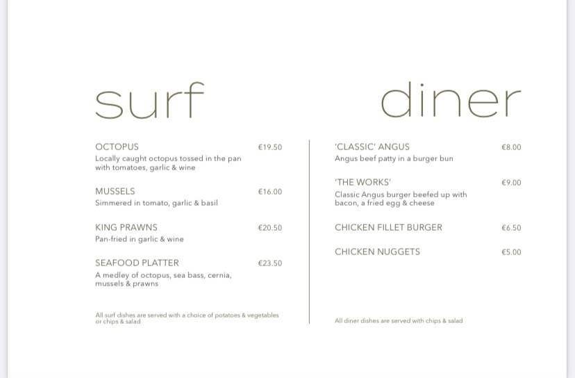 Menu at The Fat Rabbit restaurant, Nadur