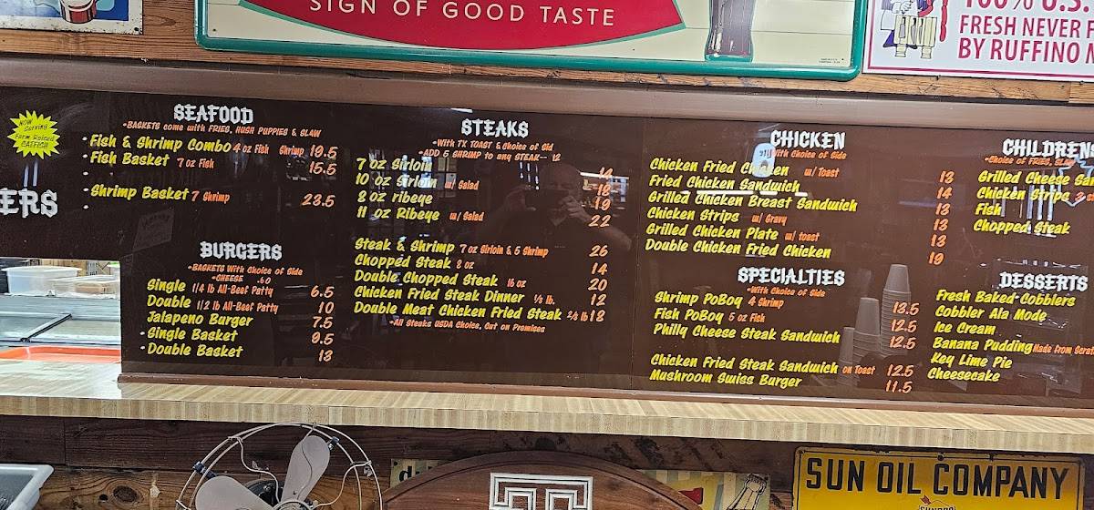 Menu at The Feed Barn, Bryan