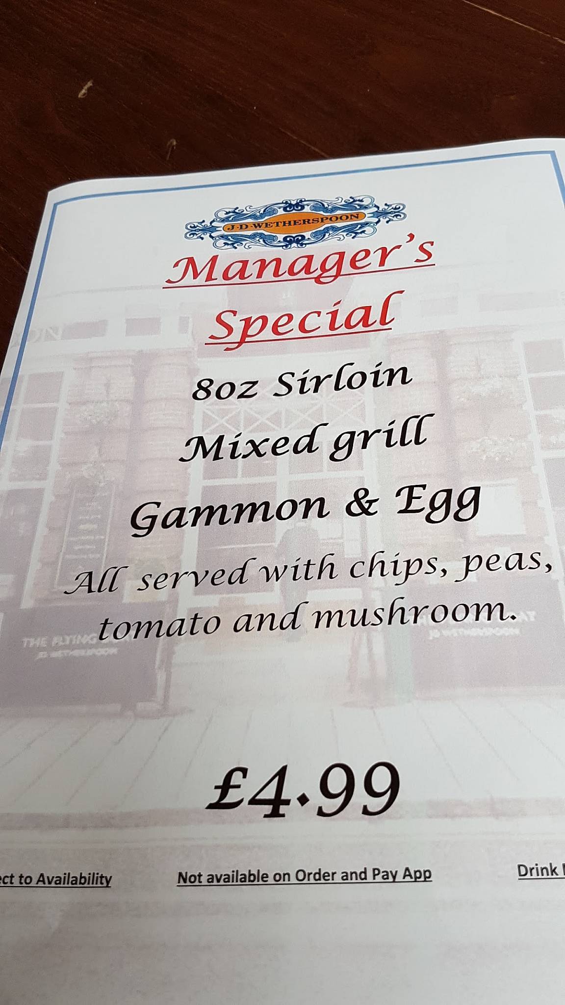 Menu at The Flying Boat pub & bar, Dartford