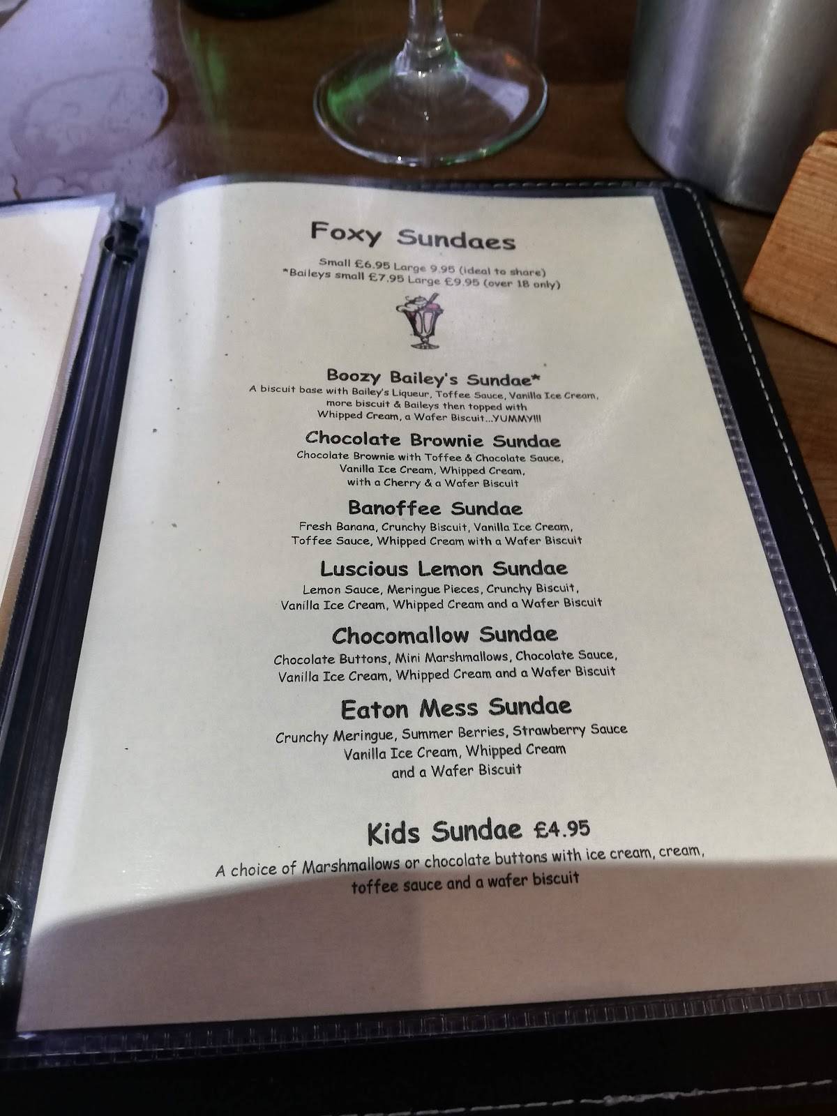 Menu at The Fox at Shipley pub & bar, Wolverhampton, Bridgnorth Rd