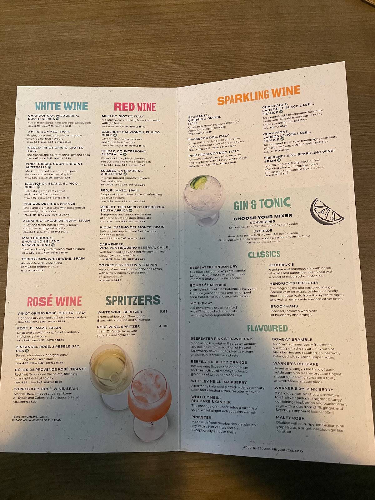 Menu at The Grosvenor pub & bar, Nottingham