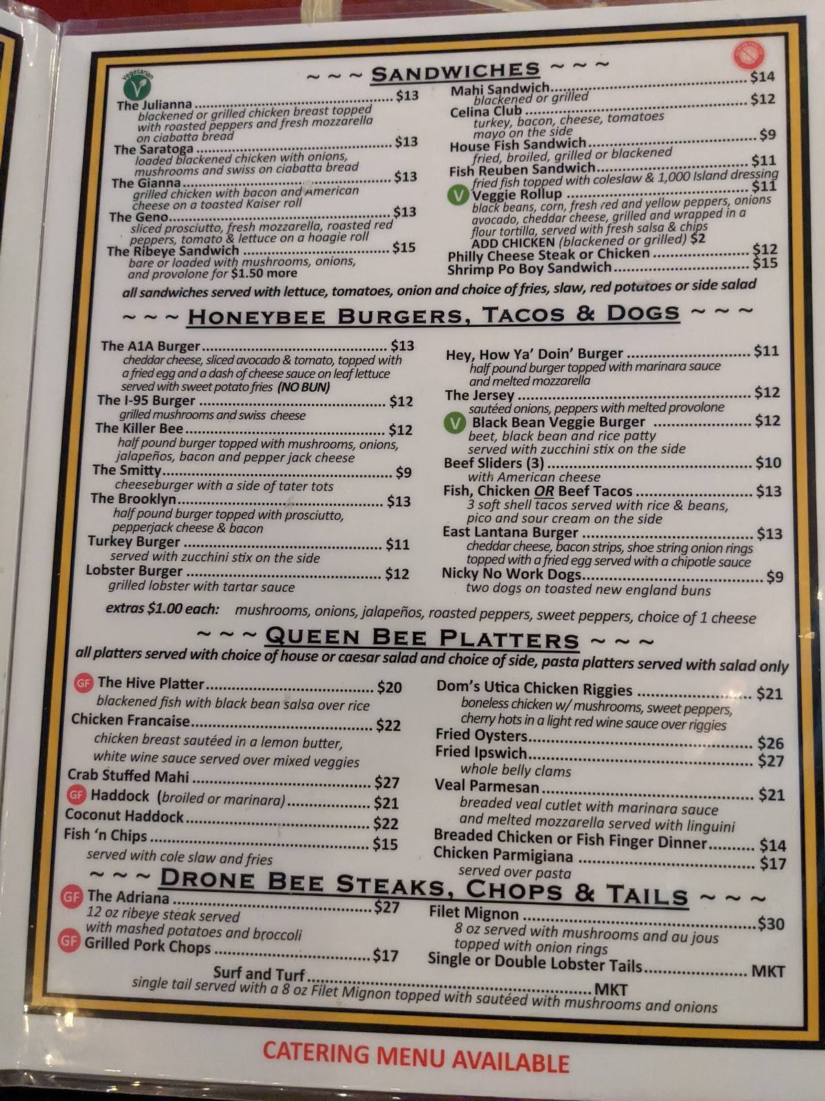 Menu at The Hive Waterfront Restaurant & Tiki, Lantana