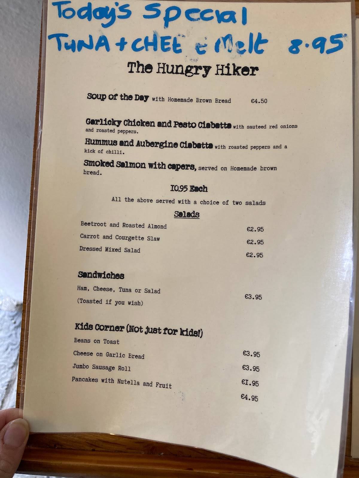Menu at The Hungry Hiker Cafe, Letterfrack