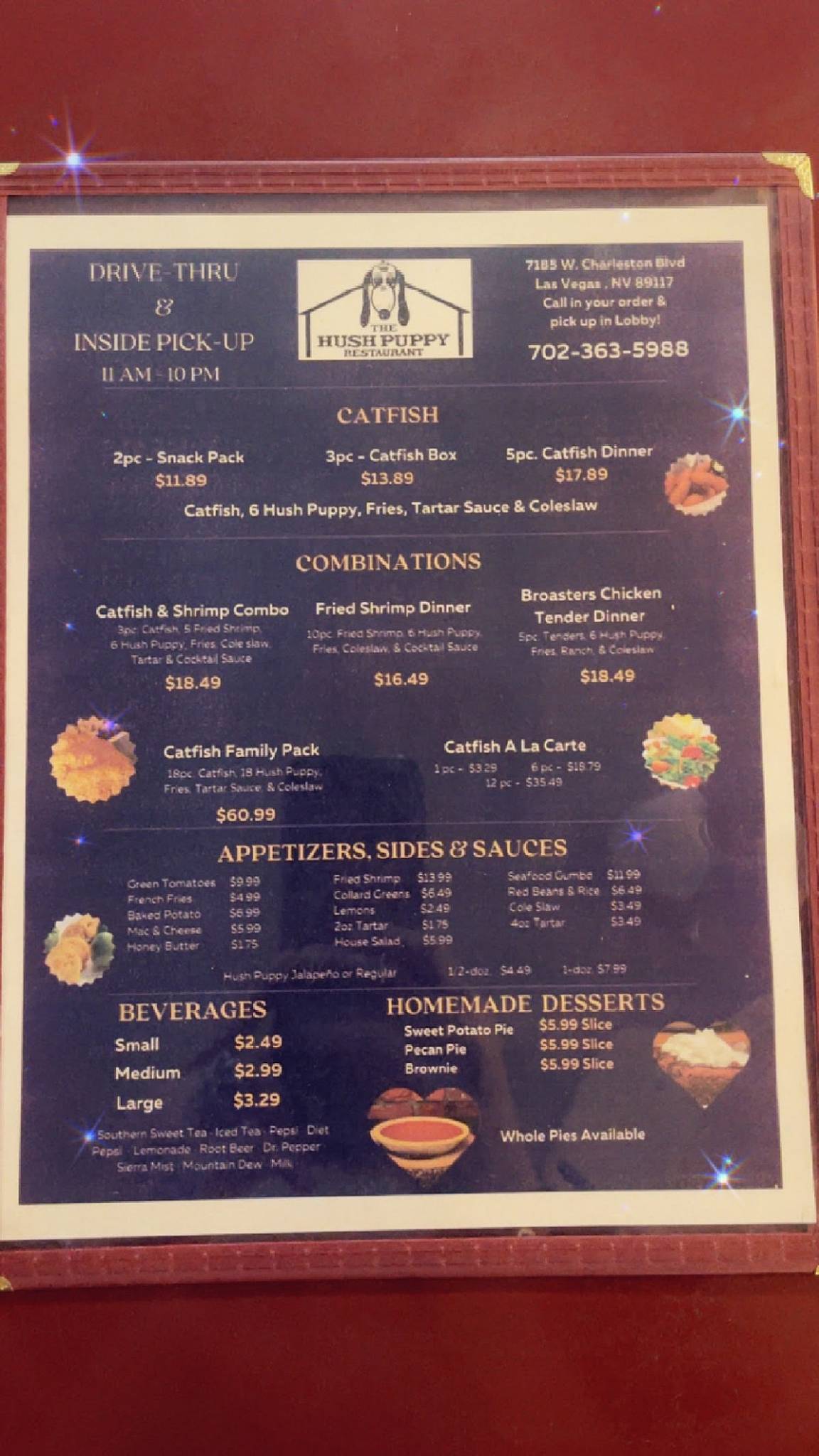 Menu at The Hush Puppy LV restaurant, Las Vegas, W Charleston Blvd