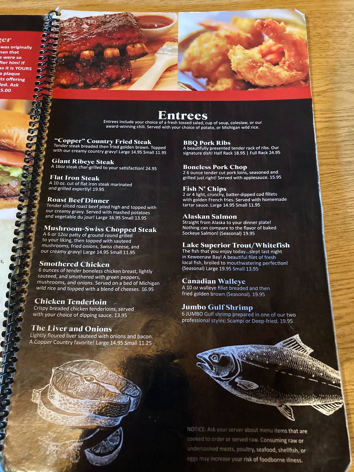 Menu at The Hut Restaurant, Calumet Township, Wolverine St #41