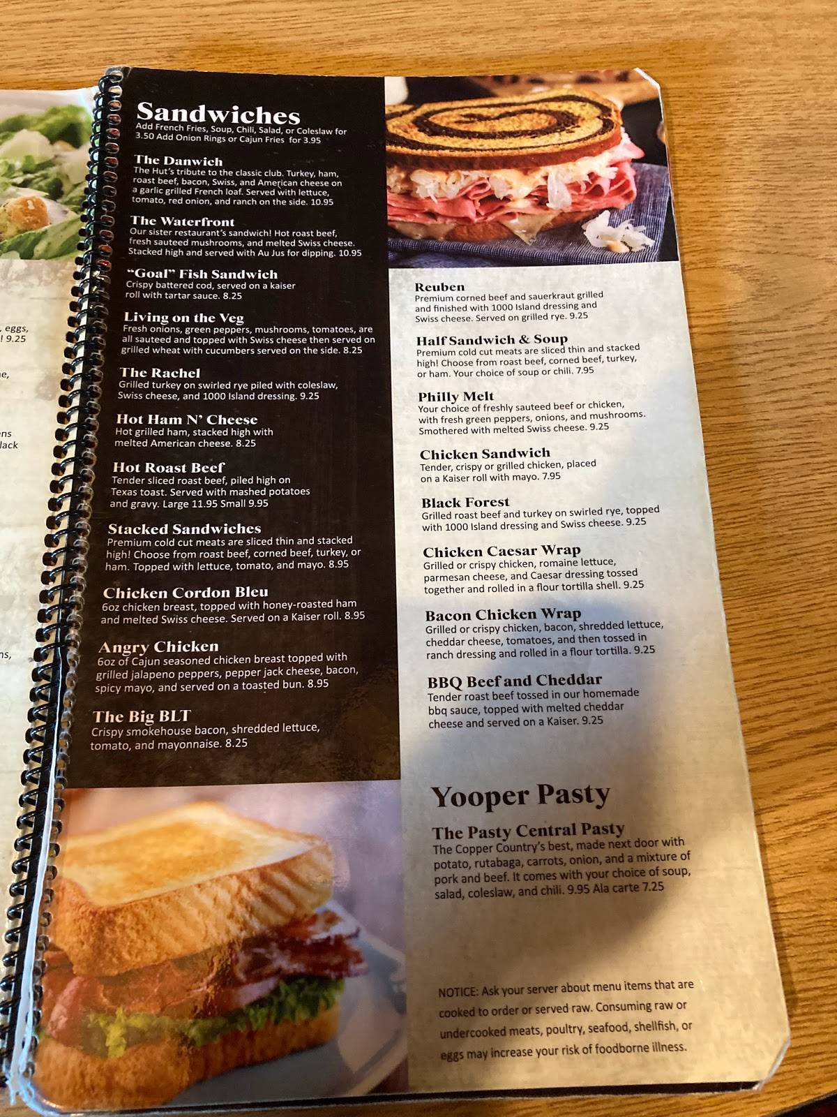 Menu at The Hut Restaurant, Calumet Township, Wolverine St #41