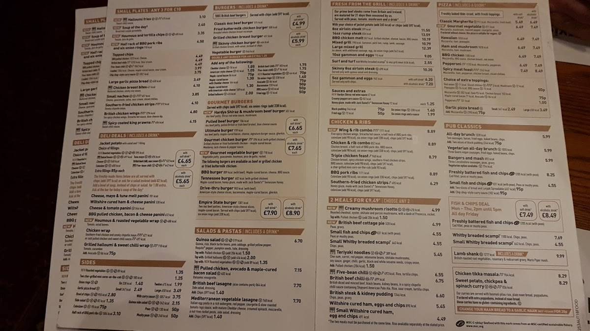 Menu at The Imperial - JD Wetherspoon pub & bar, Exeter