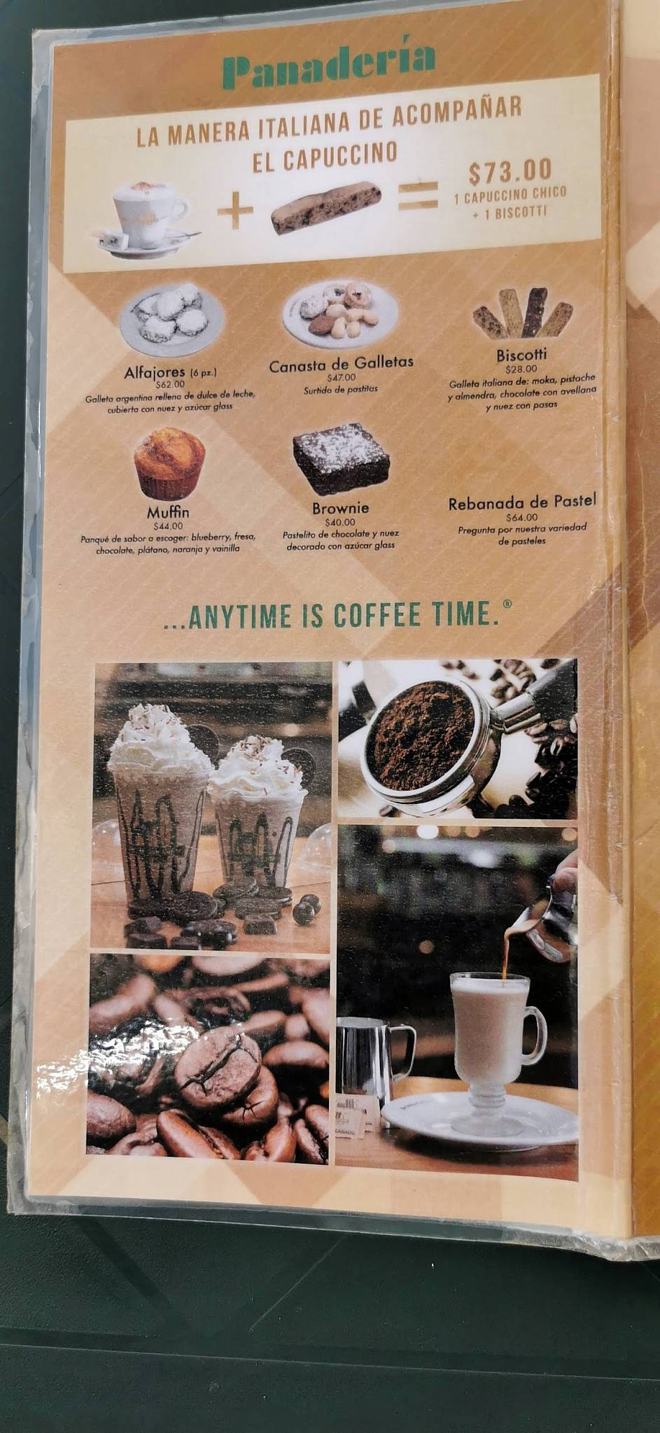 Carta del café The Italian Coffee Company, Cozumel, Plaza Leones