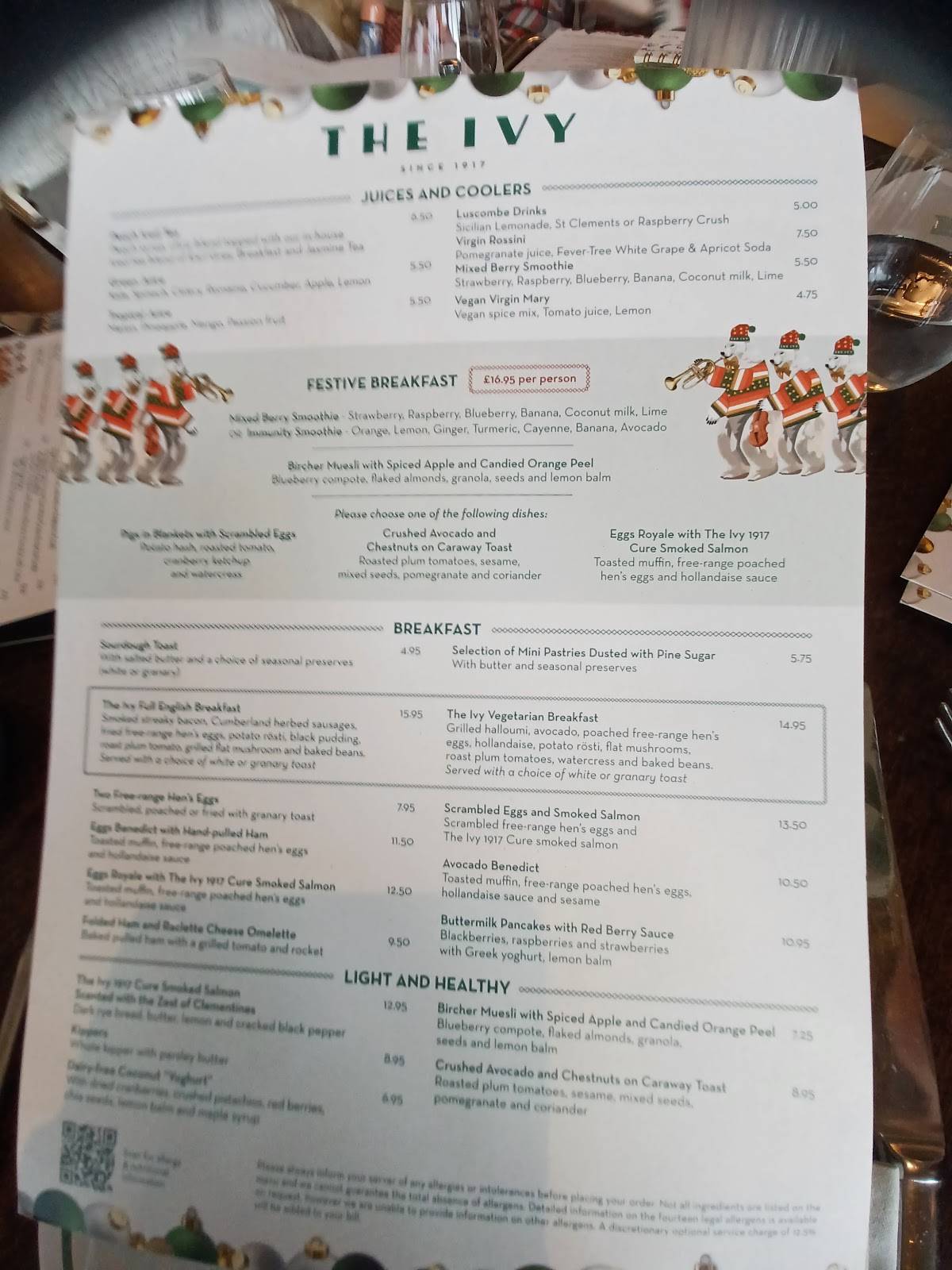 Menu at The Ivy Castle View restaurant, Guildford