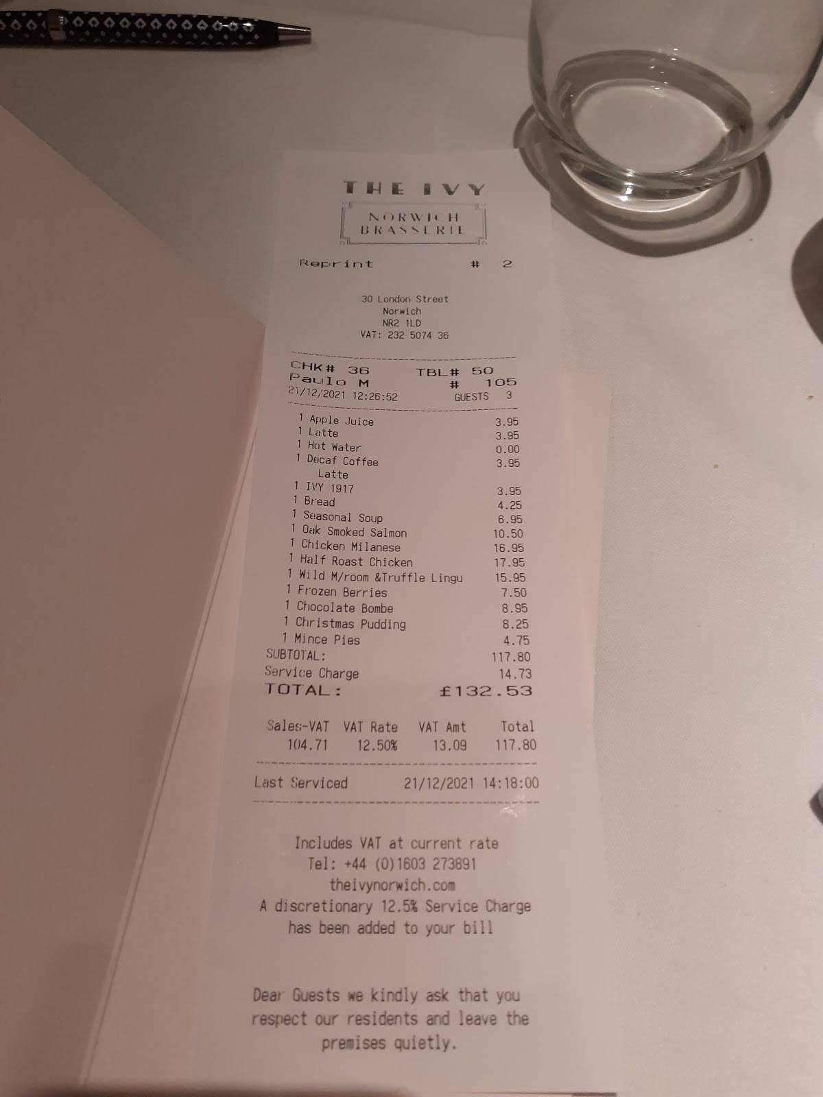 Menu at The Ivy Norwich Brasserie restaurant, Norwich