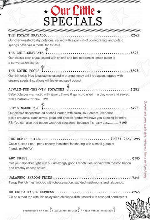 Menu at The Little Easy, Mumbai