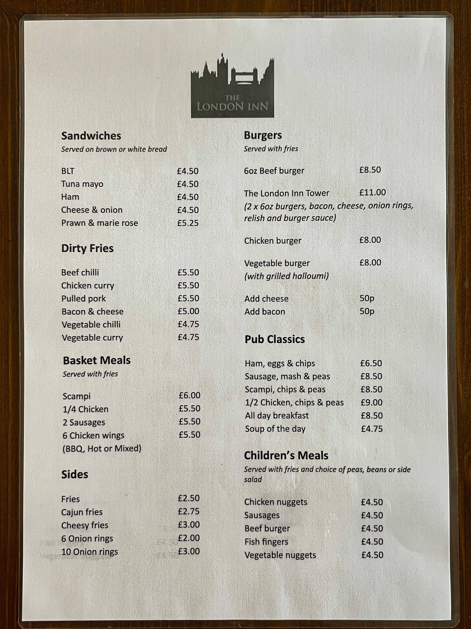 Menu at The London Inn pub & bar, Braunton