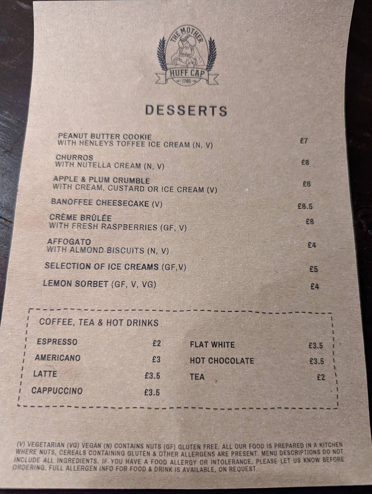 Menu at The Mother Huffcap pub & bar, Alcester, 2 School Rd