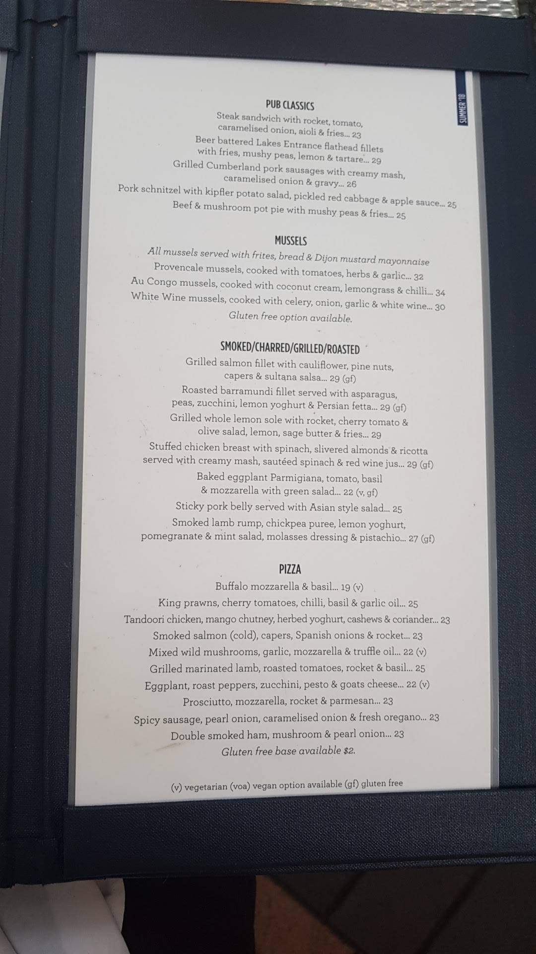 Menu at The Oaks pub & bar, Neutral Bay