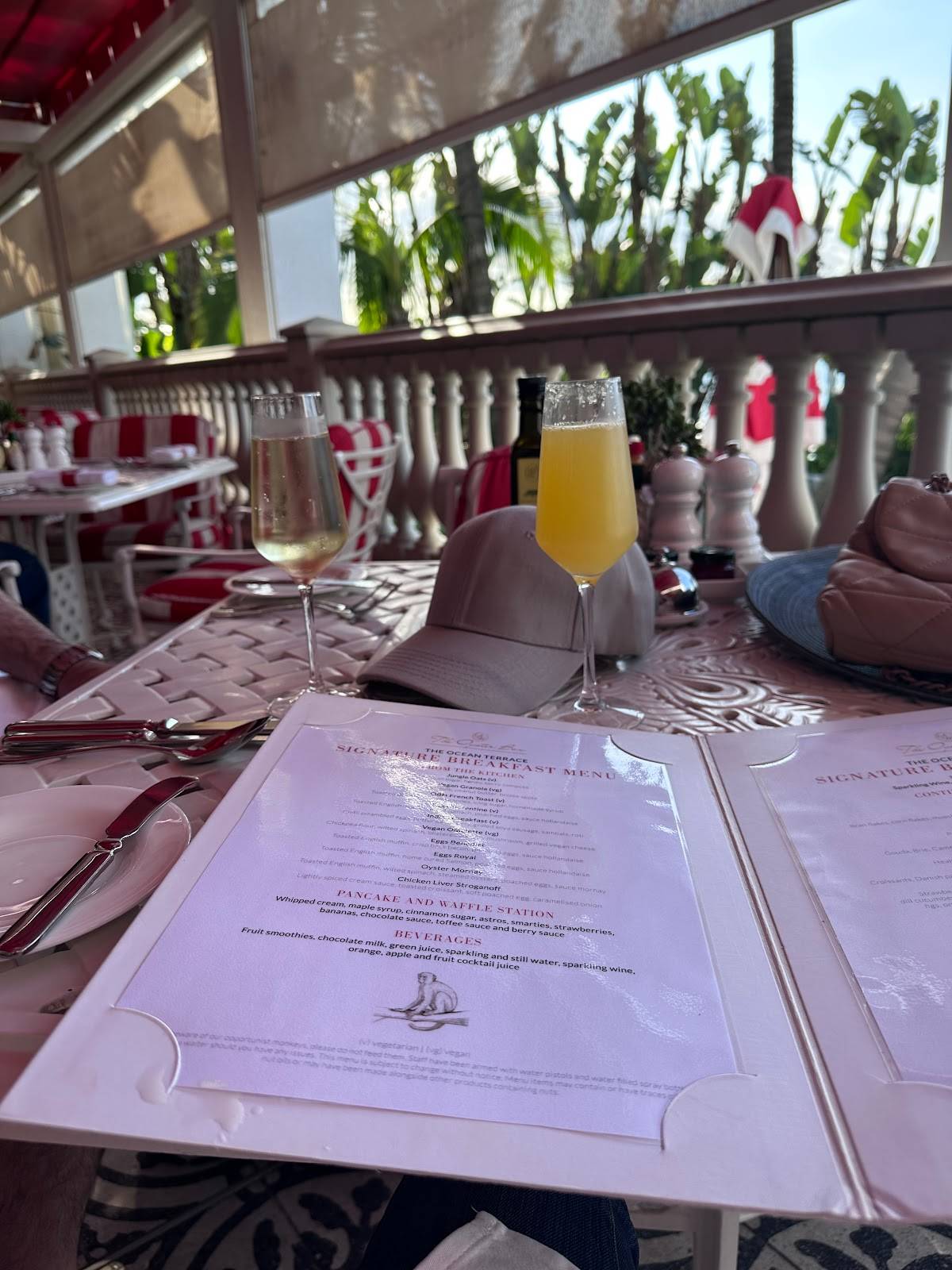 Menu at The Ocean Terrace restaurant, Umhlanga