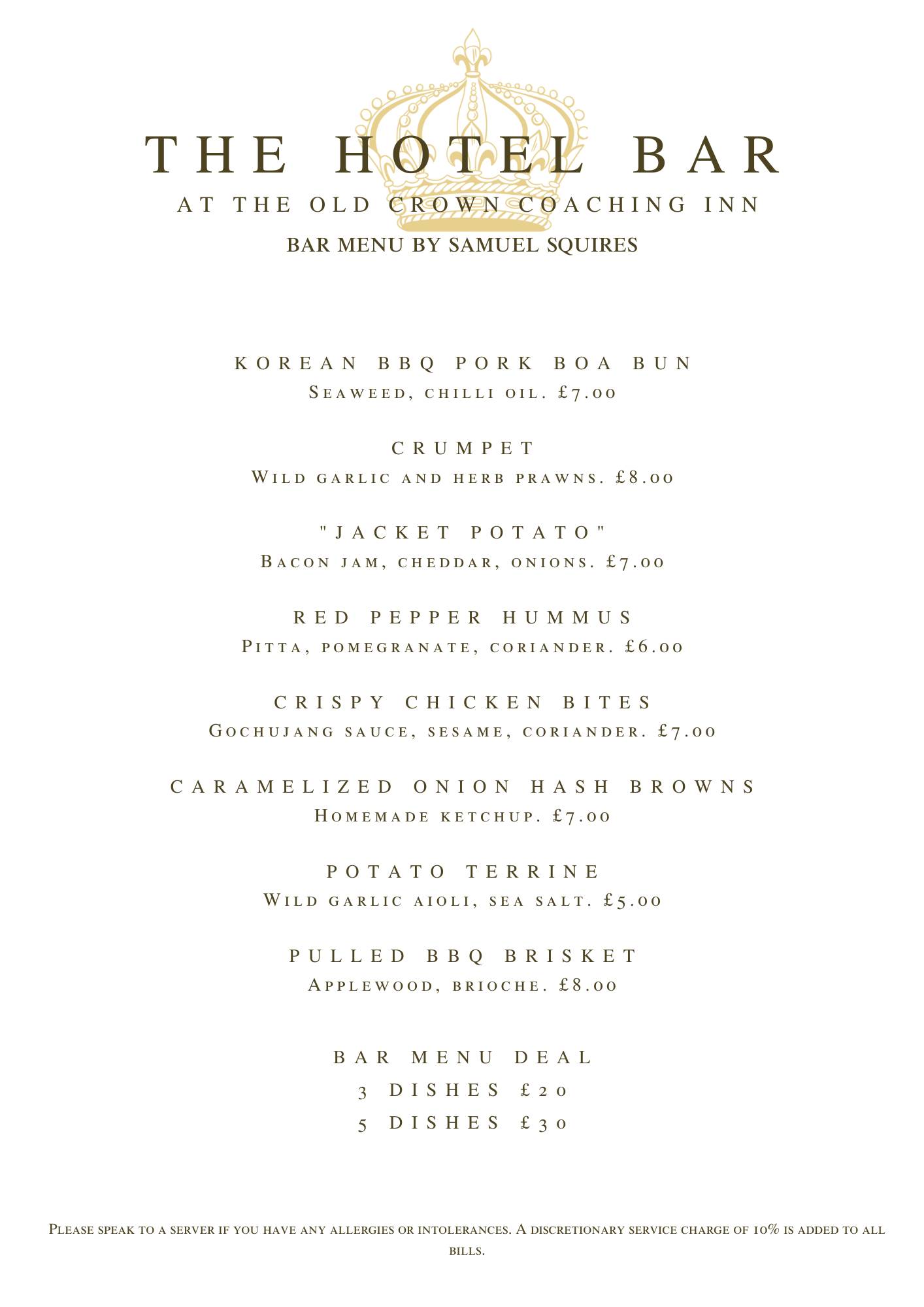 Menu at The Old Crown Coaching Inn pub & bar, Faringdon