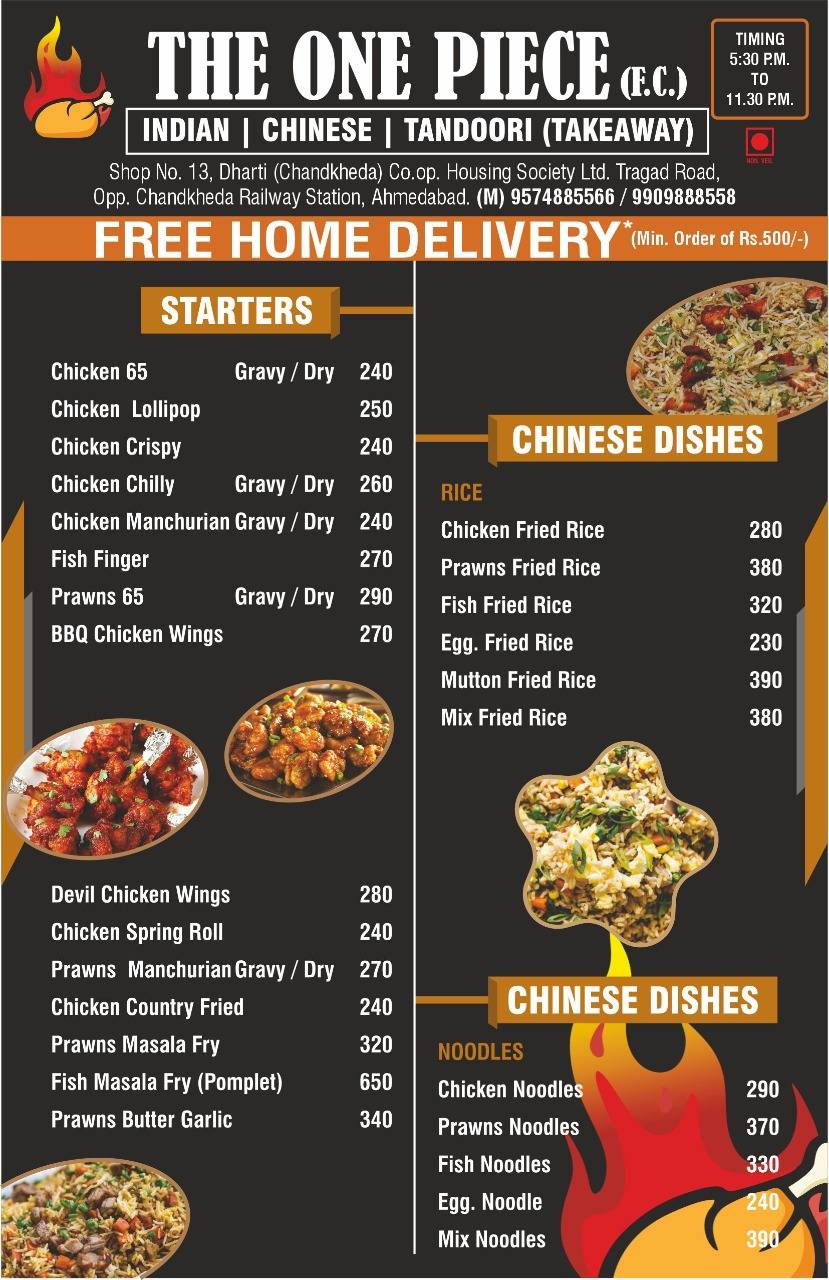 Menu at The One Piece, Ahmedabad