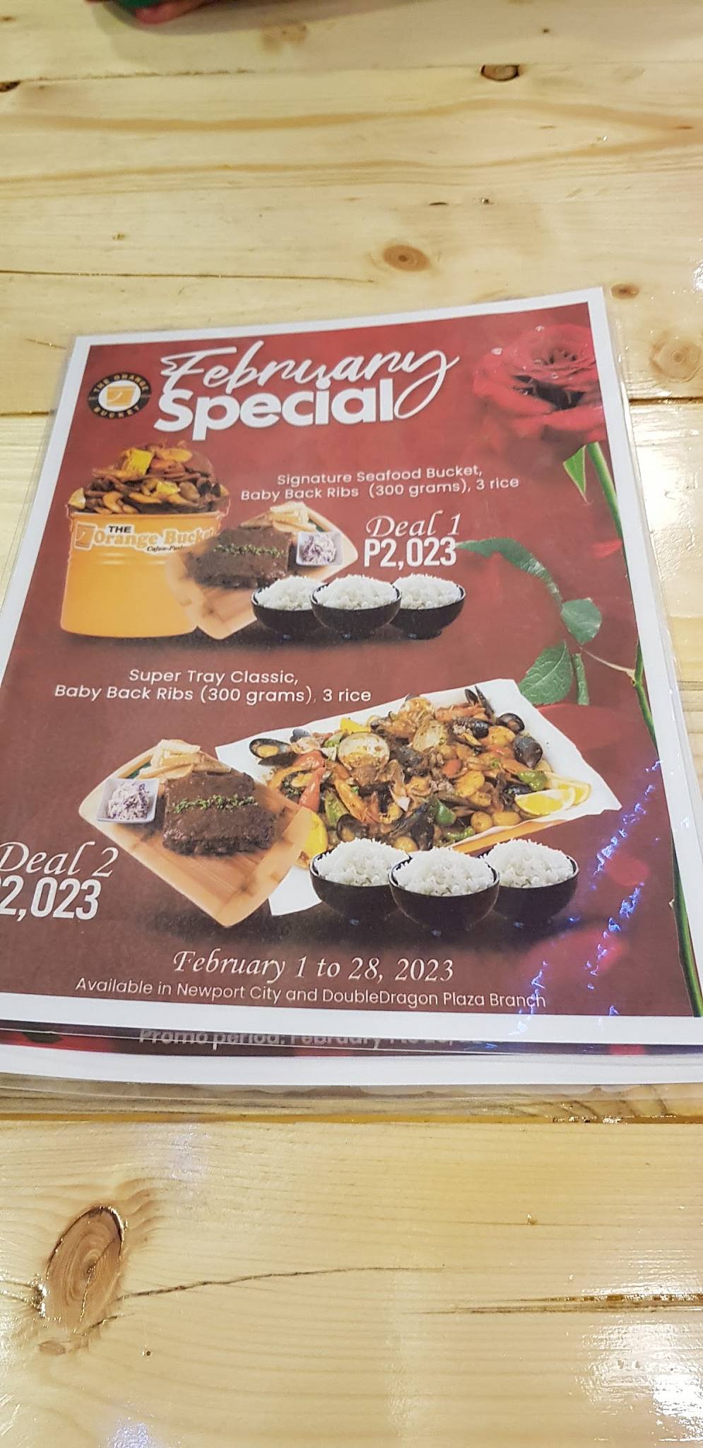 Menu at The Orange Bucket restaurant, Pasay