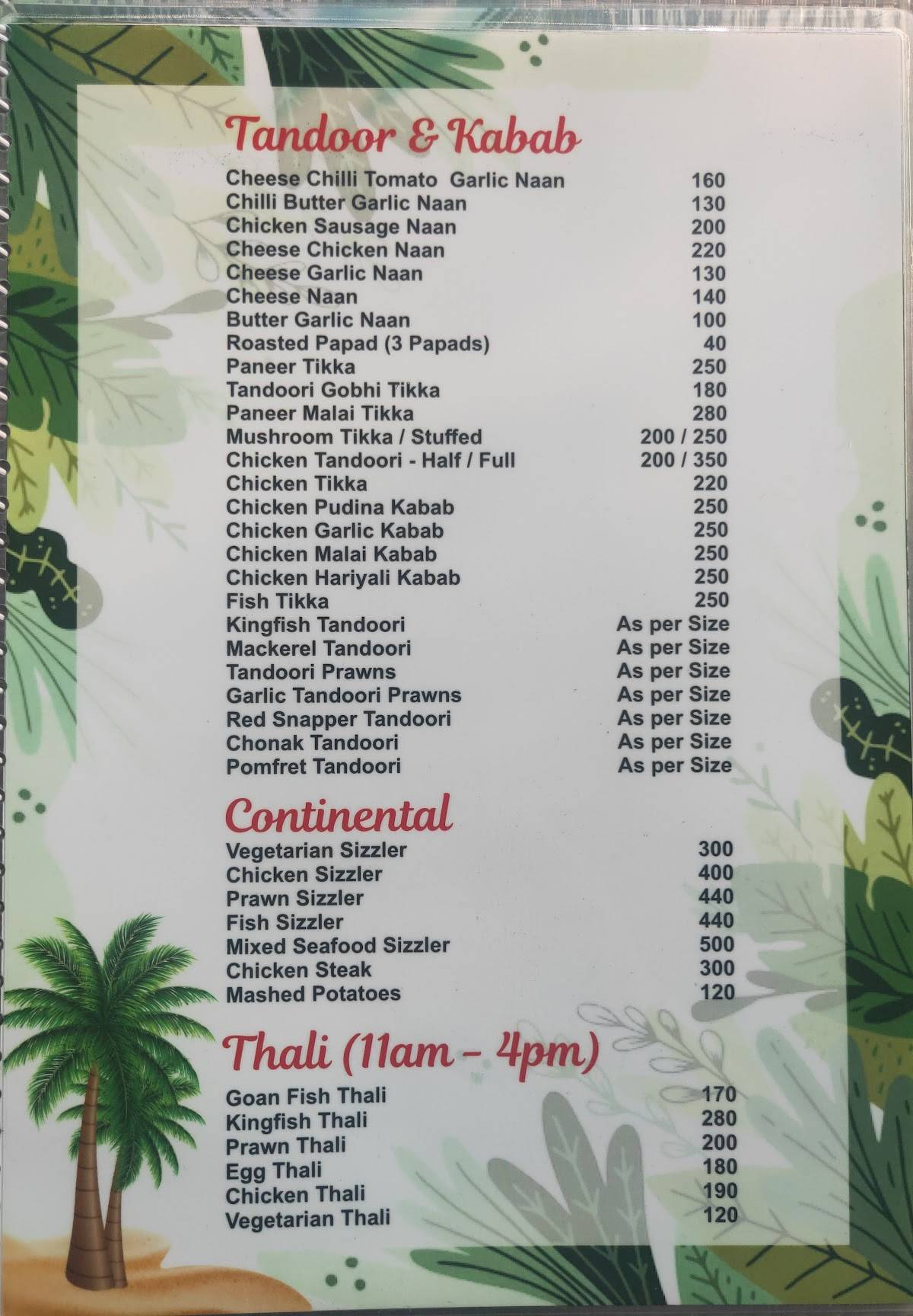 Menu at The Orient Kitchen and Bar, Margao