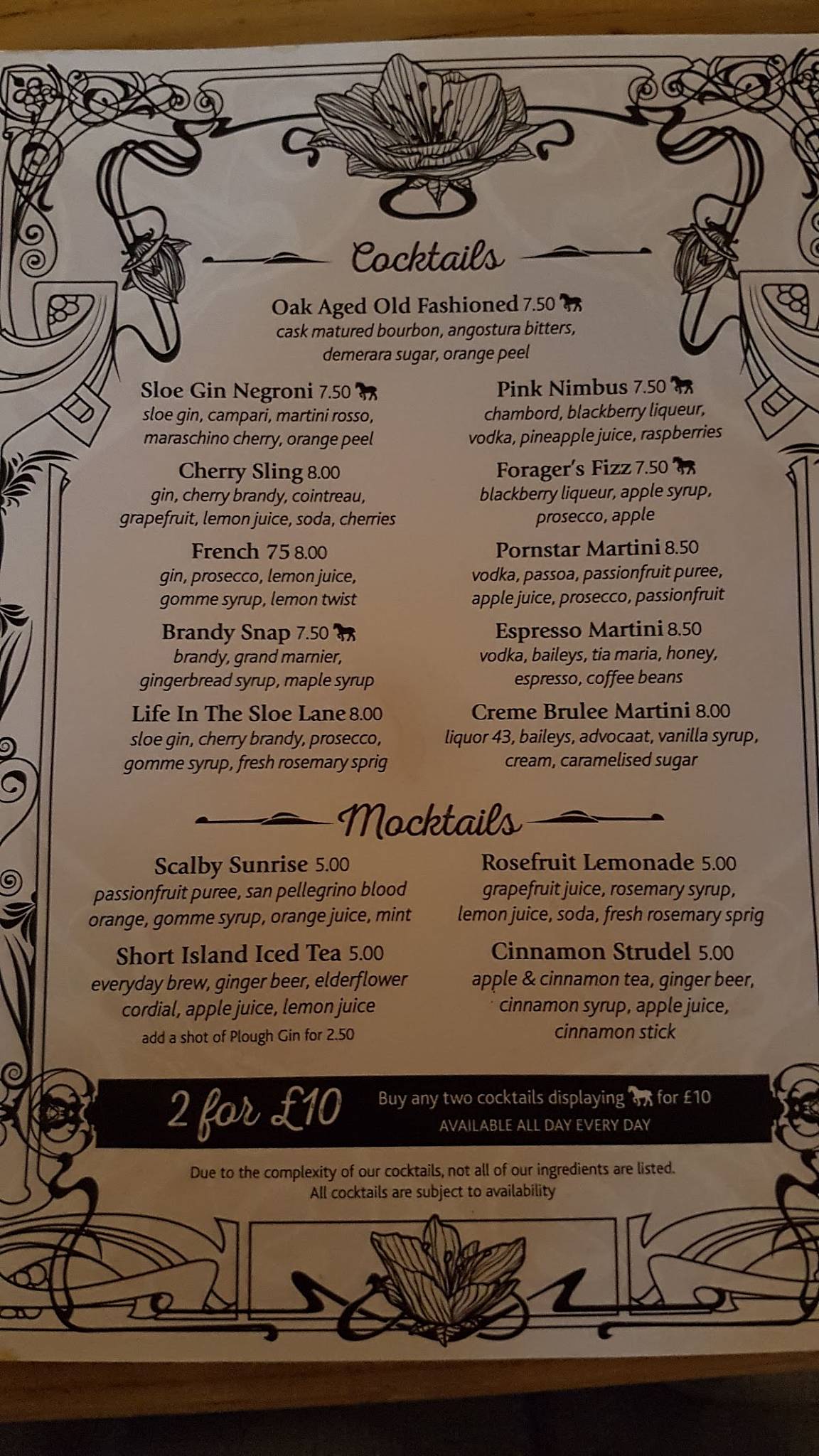 Menu at The Plough, Scalby pub & bar, Scarborough