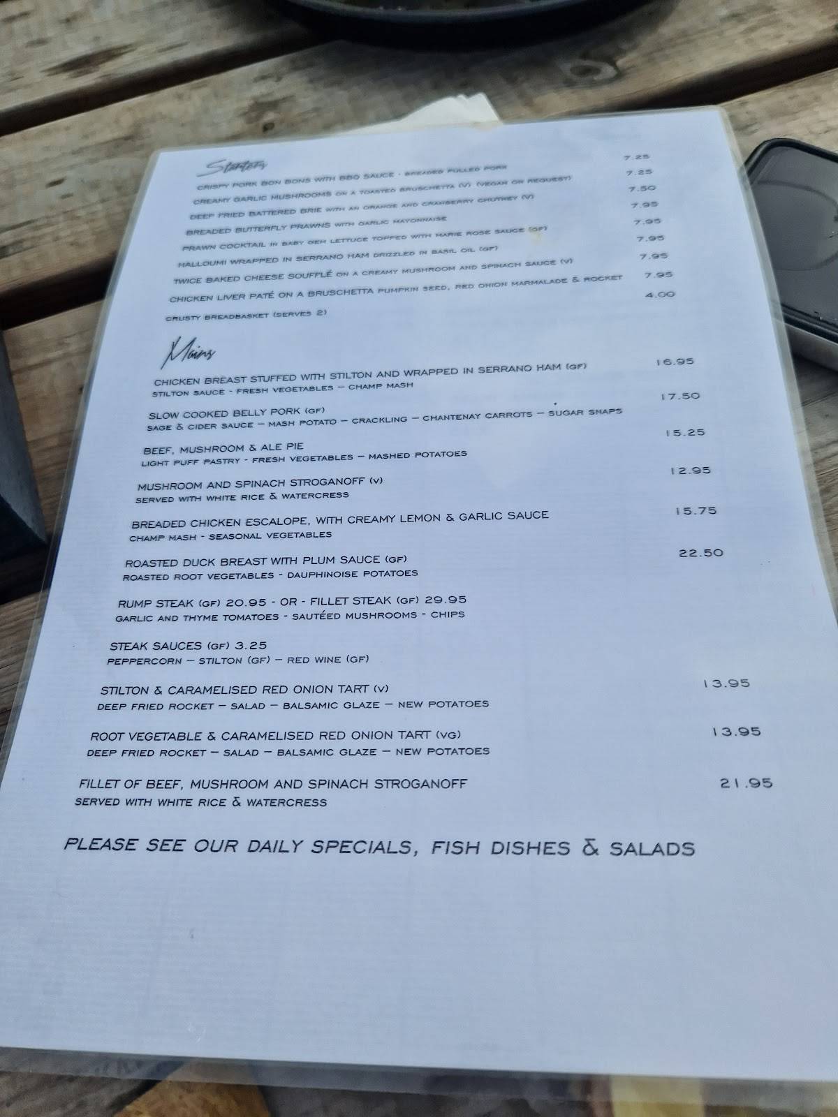 Menu at The Pyewipe Inn pub & bar, Lincoln