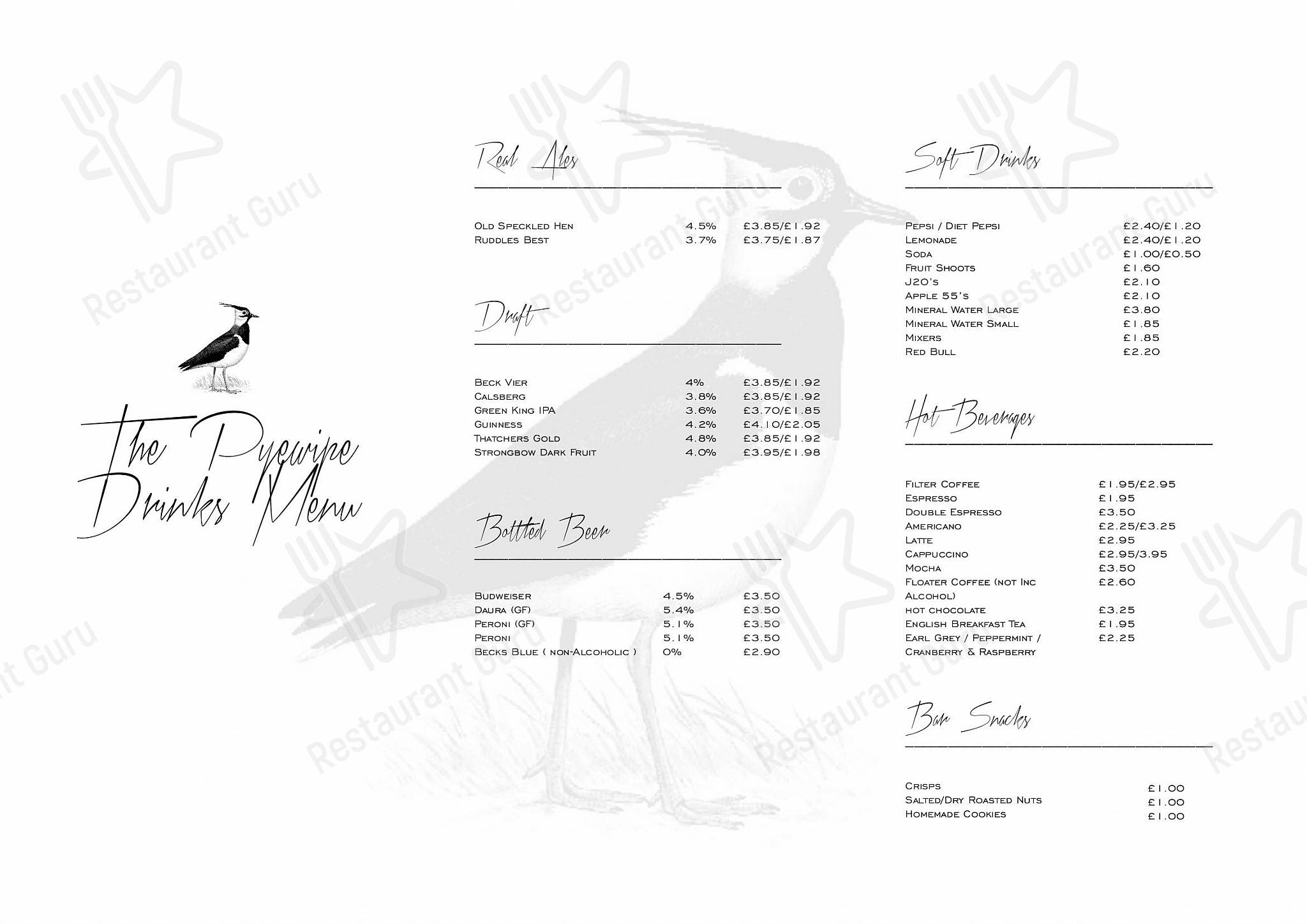 Menu at The Pyewipe Inn pub & bar, Lincoln