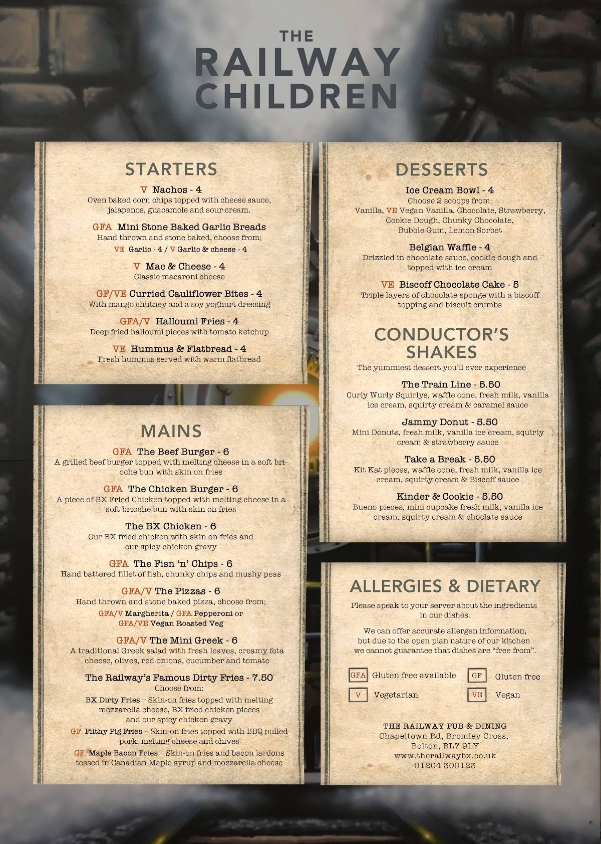Menu at The Railway pub & bar, Bolton, 37 Chapeltown Rd