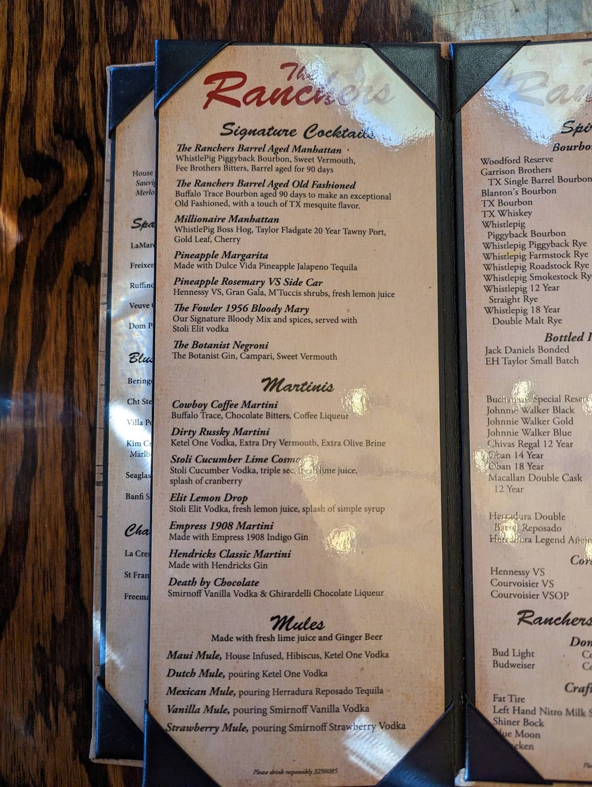 Menu at The Ranchers Steak and Seafood Restaraunt steakhouse, Ruidoso