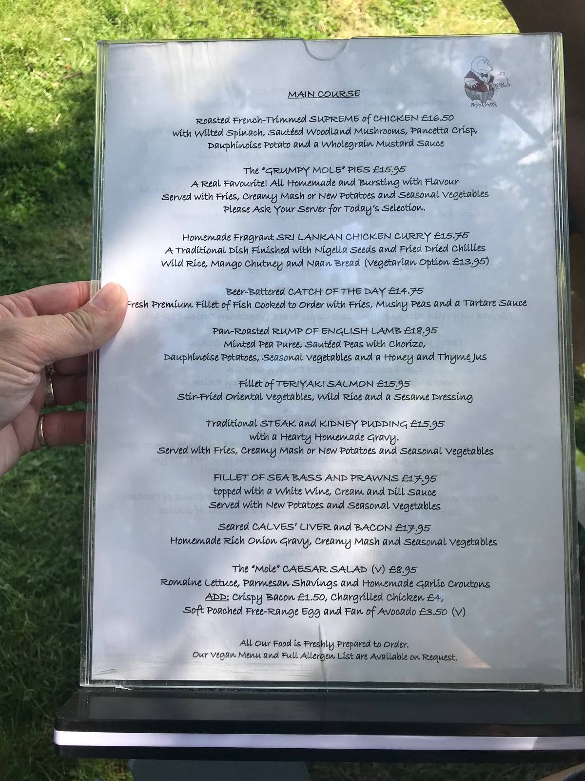 Menu at The Royal Oak The Grumpy Mole Oxted pub & bar, Oxted