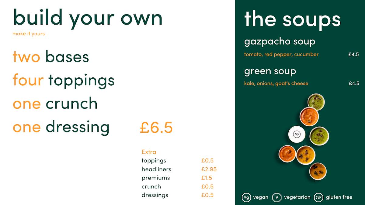 Menu at The Salad Project - Spitalfields restaurant, London