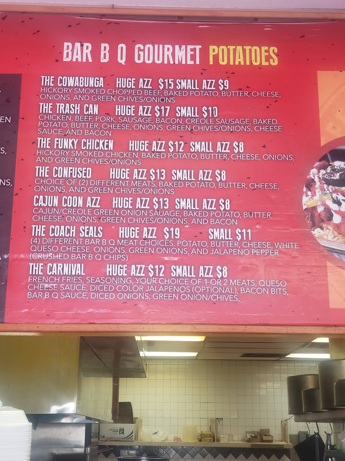 Menu at The Stuffed Baked Potato Factory restaurant, Houston, Hiram ...