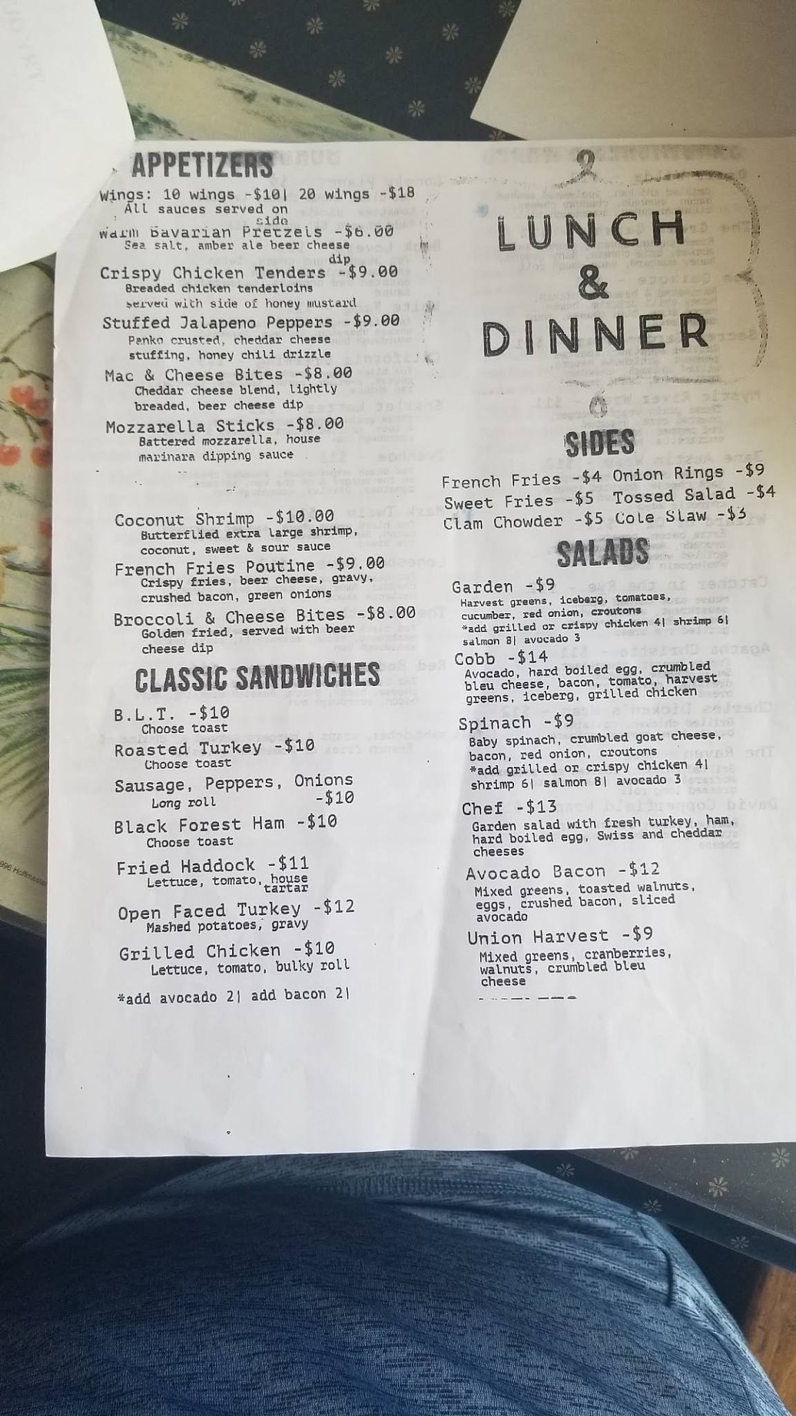 Menu at The Traveler Restaurant, Union