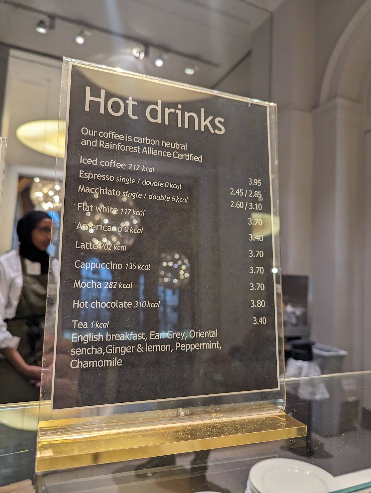 Menu at The V&A Cafe, London