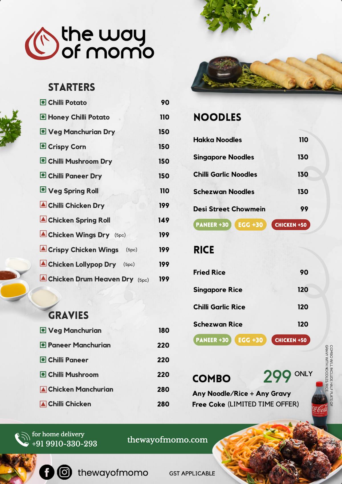 Menu at The Way of Momo, New Delhi