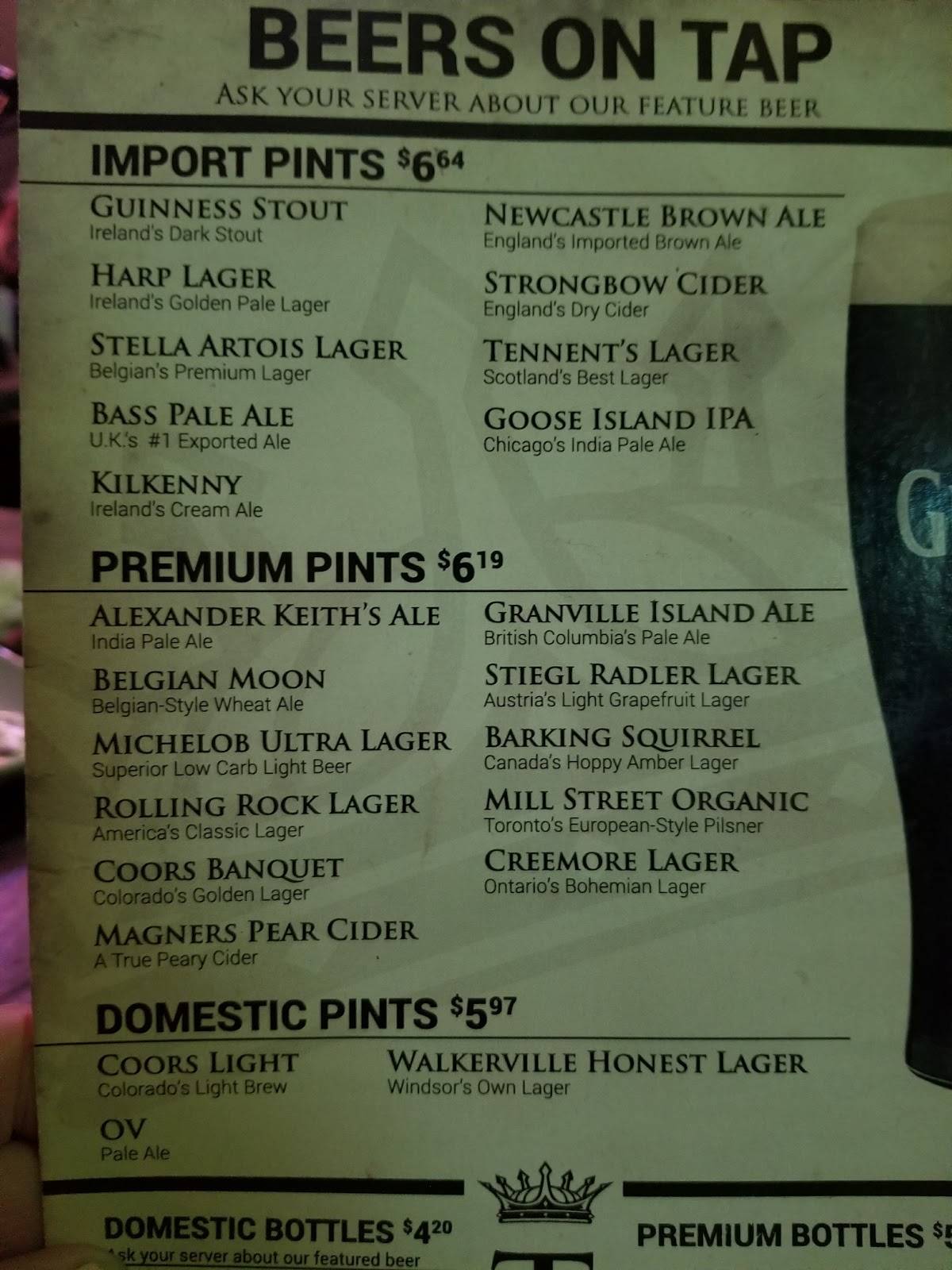 Menu at Thompson House Restaurant & Pub, Windsor, Wyandotte St E