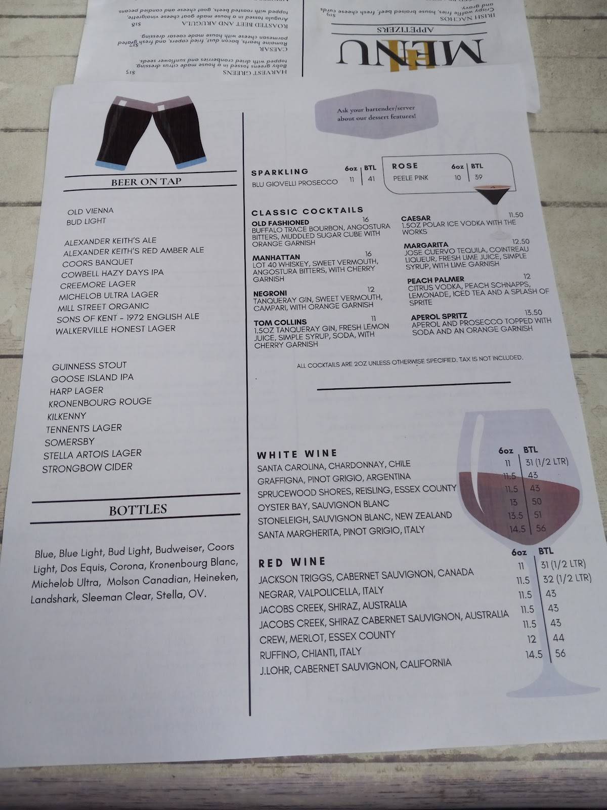 Menu at Thompson House Restaurant & Pub, Windsor, Wyandotte St E