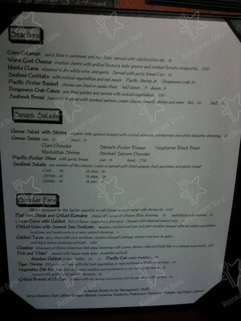 Menu at Tidal Raves Seafood Grill restaurant, Depoe Bay