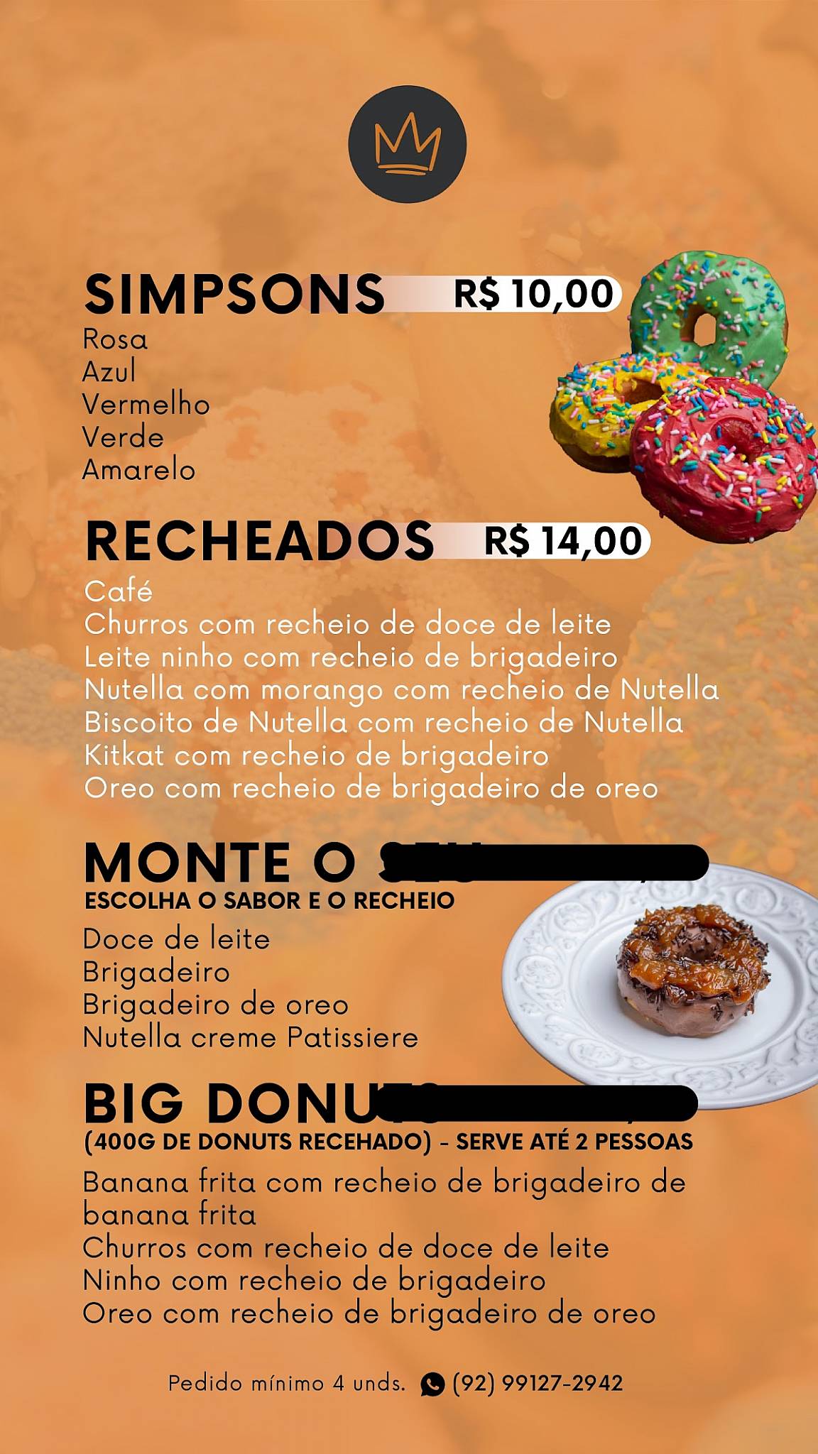 Carta de Tio Fahel Donus&Donuts - Orla92, Manaos