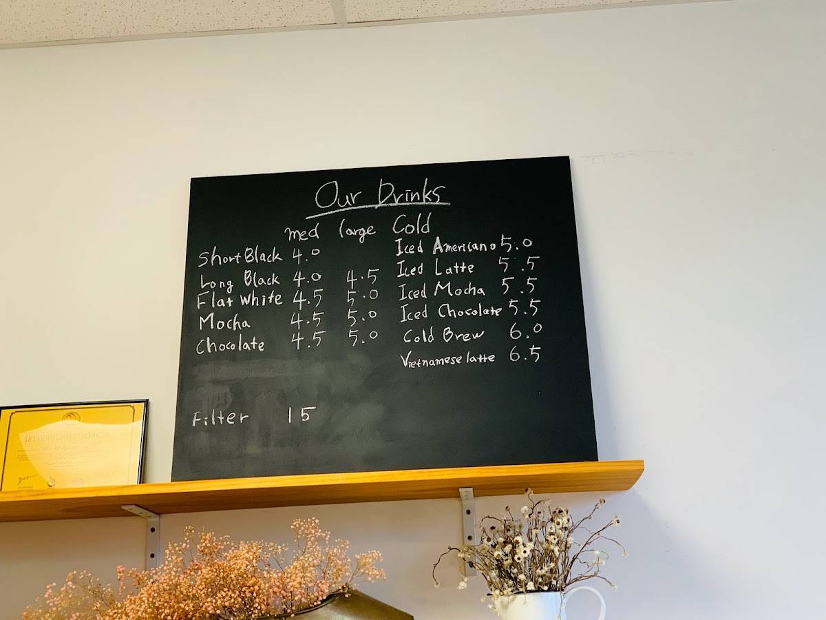 Menu at Tob Coffee cafe, Auckland, 8/56 Apollo Dr