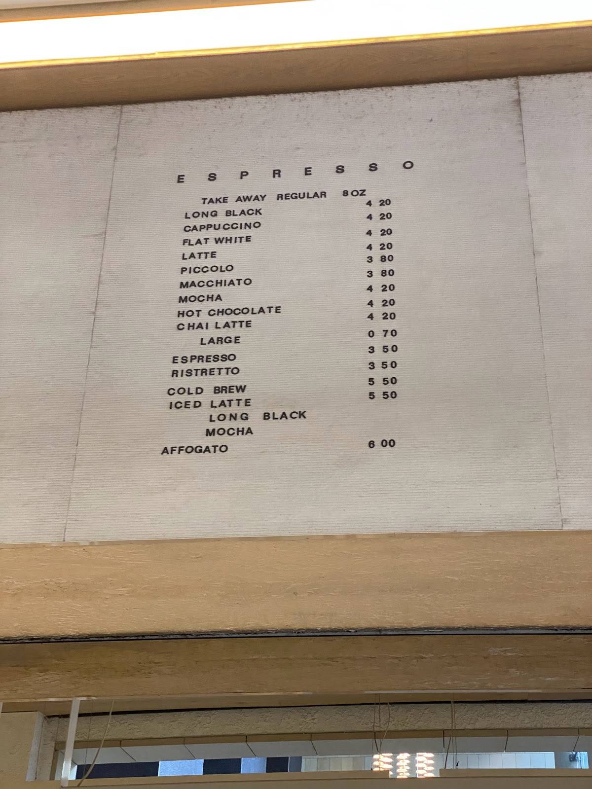 Menu at Toby's Estate Coffee 388, Sydney