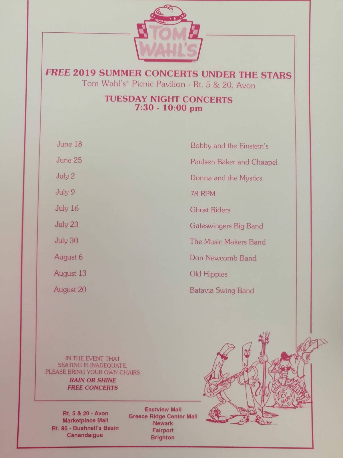 Menu at Tom Wahl's Avon restaurant, Avon