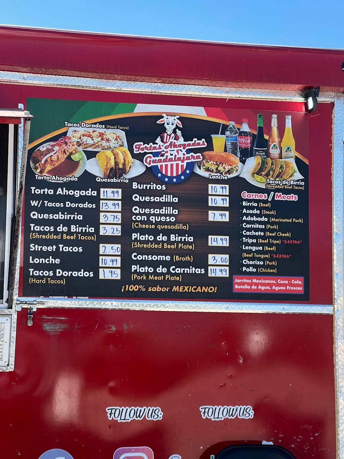 Menu at Tortas ahogadas Guadalajara restaurant, Orem