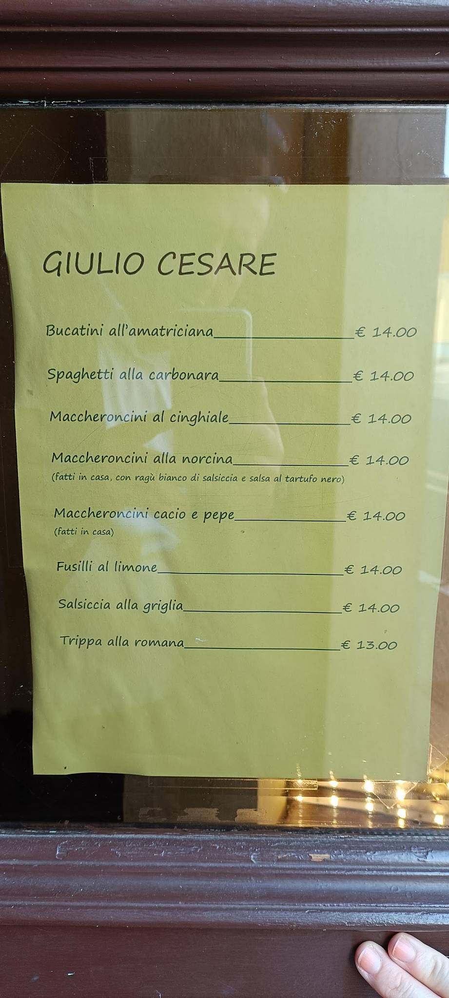 Menu da Trattoria Romana La Lupa ristorante, Nerviano