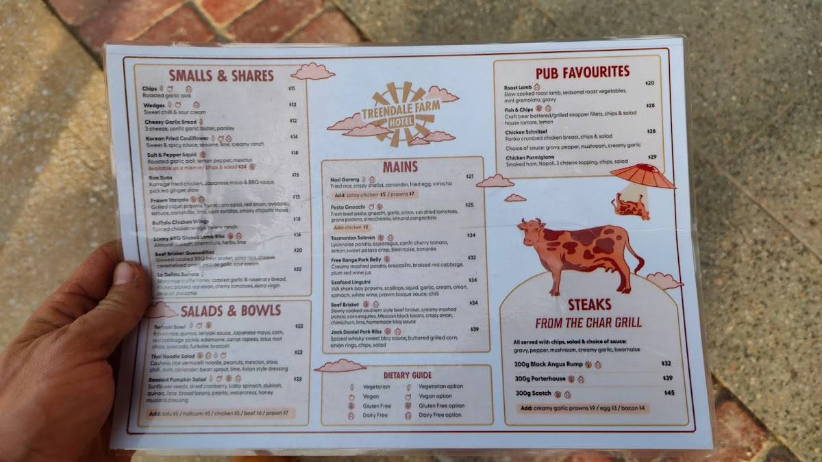 Menu at Treendale Farm Hotel pub & bar, Australind