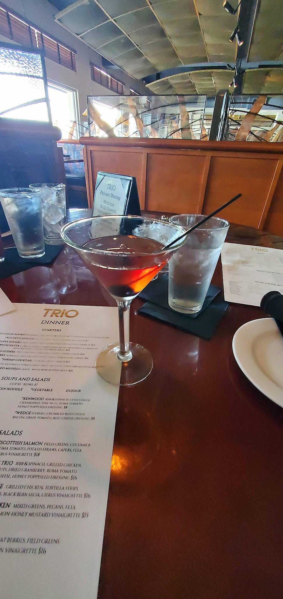 Menu at Trio Bistro restaurant, Cincinnati