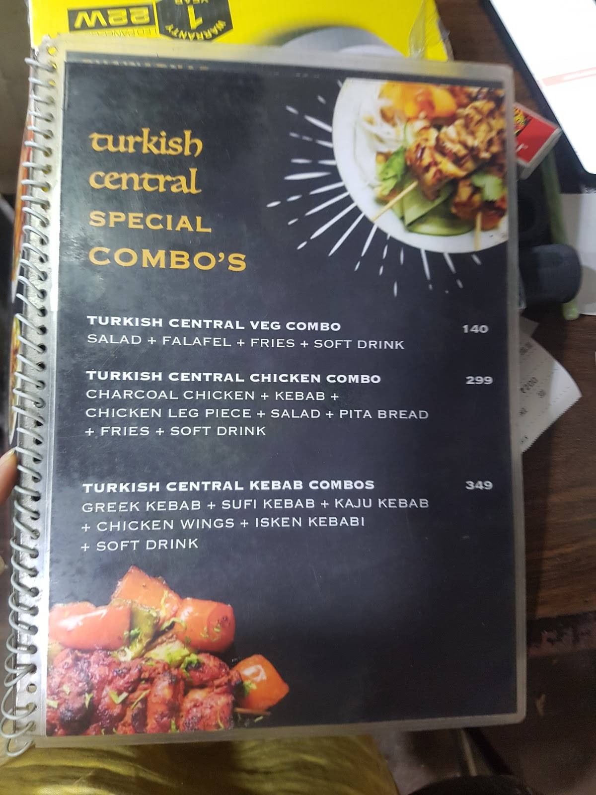 Menu at Turkish Central, Hyderabad, 11-3-919 Opp Priya Theatre lane