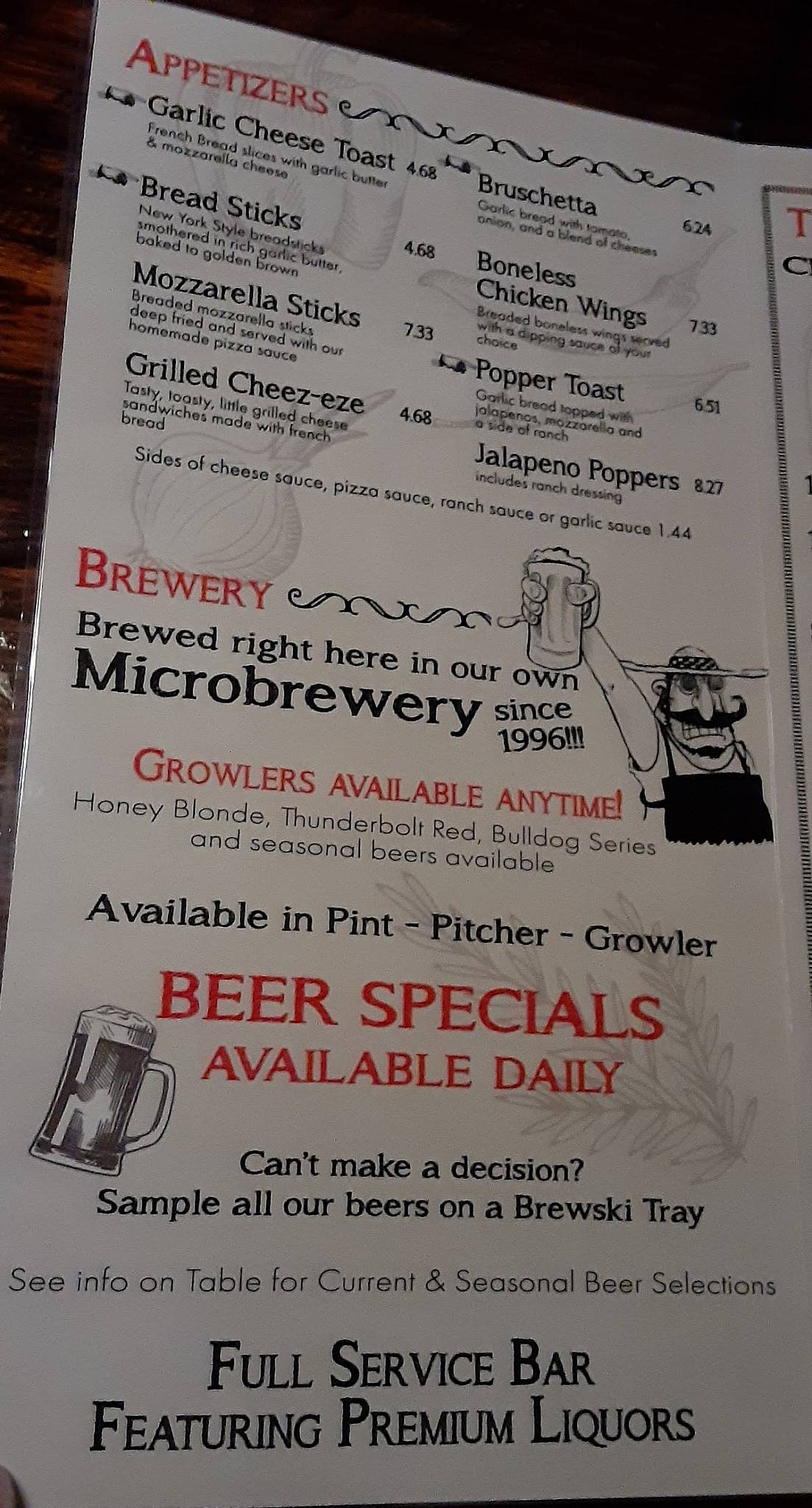 Menu at Turoni's Pizzery & Brewery pizzeria, Evansville, 408 N Main St